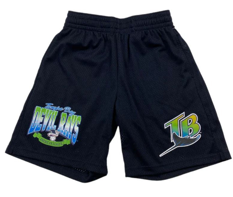 Rays Men's New Era Black Devil Rays Coop Mesh Shorts | The Bay Republic
