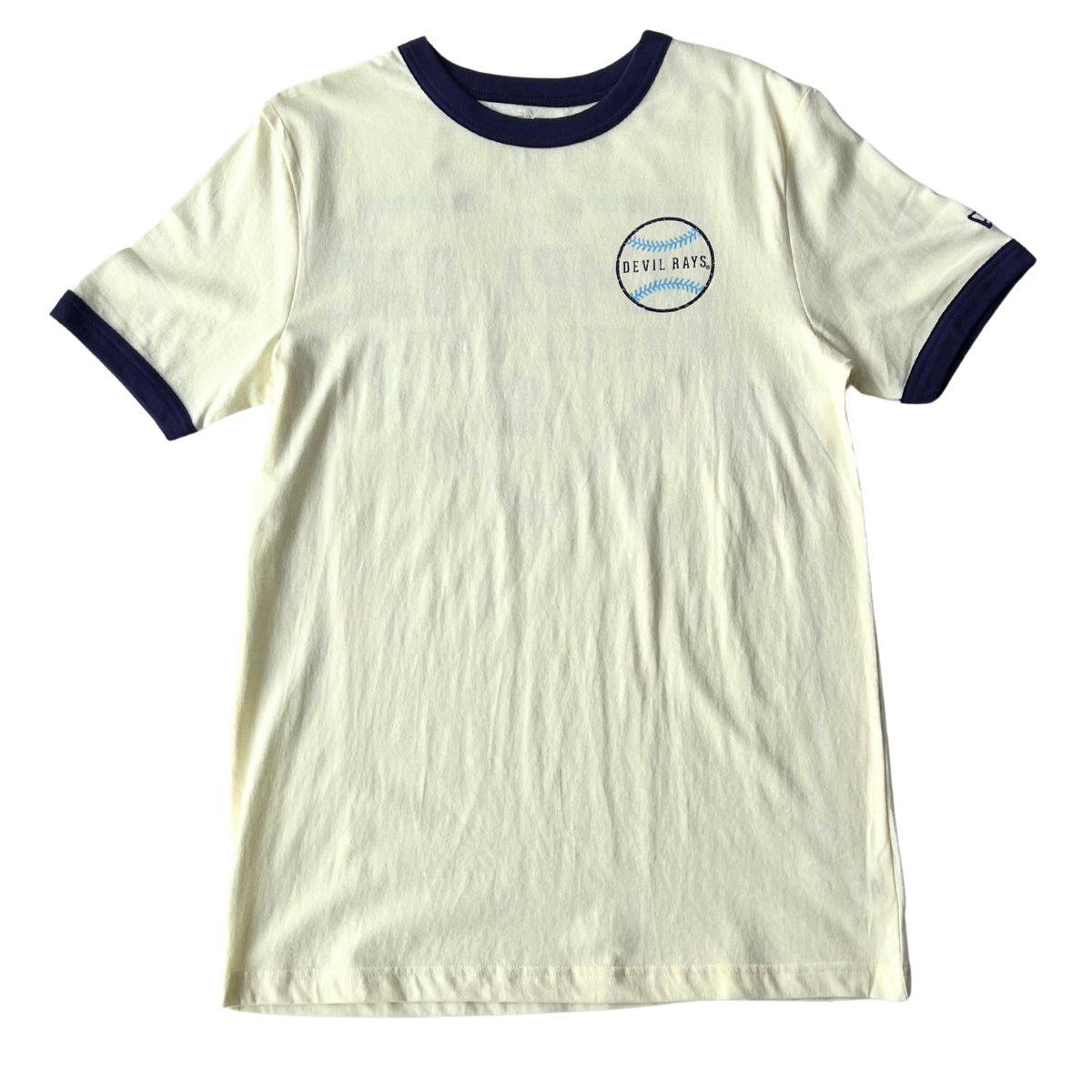 Rays Men's New Era Cream Devil Rays Home Plate Ringer T-Shirt | The Bay ...