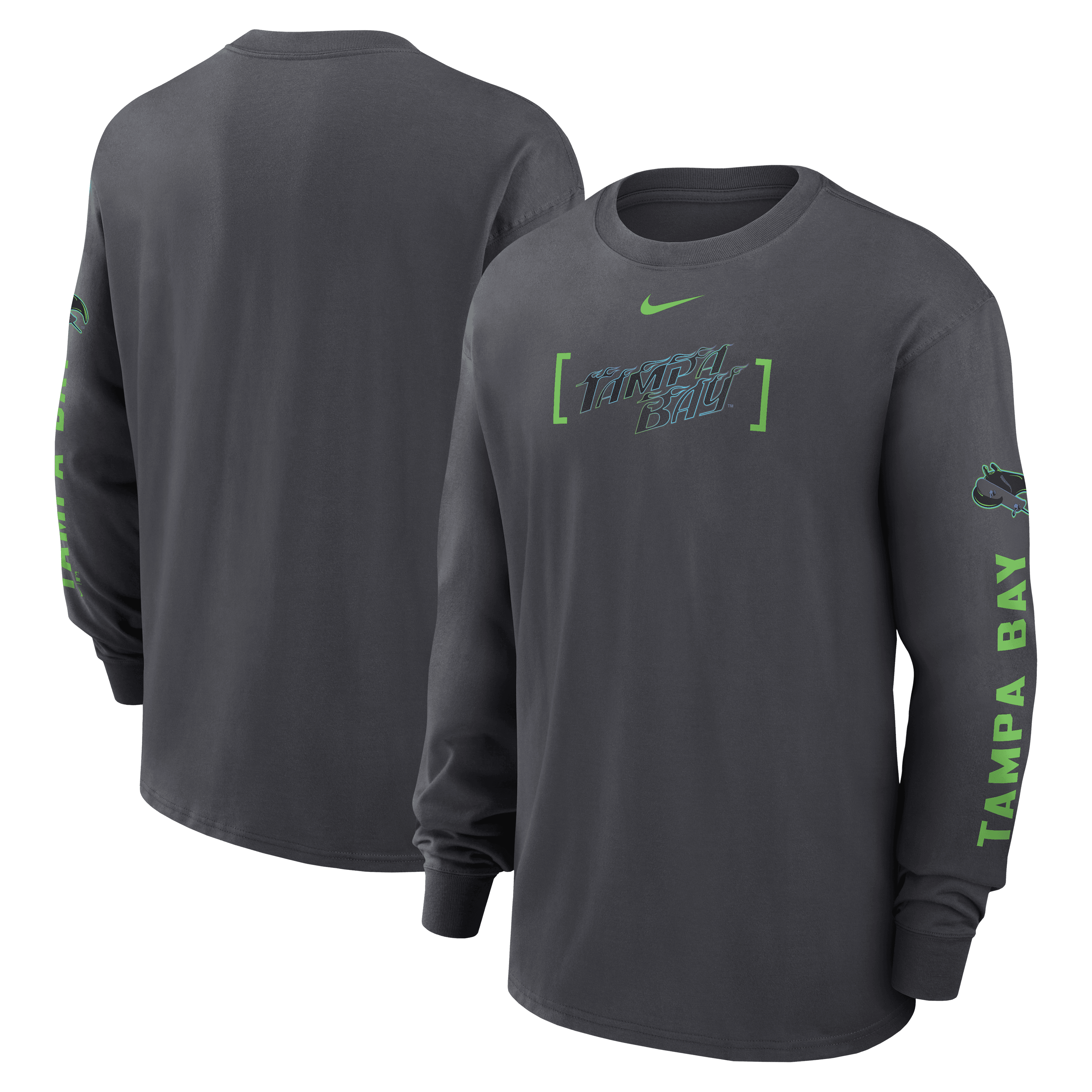 Rays Men's Nike Grey City Connect Tampa Bay Flames Long Sleeve T-Shirt ...